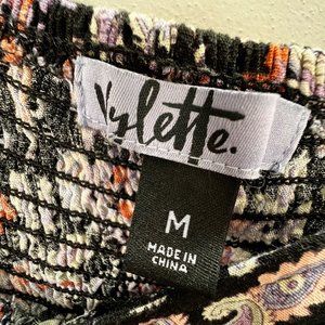 Vylette | Tops | Vylette Boho Paisley Crop Top Ruched Smocked Puff ...